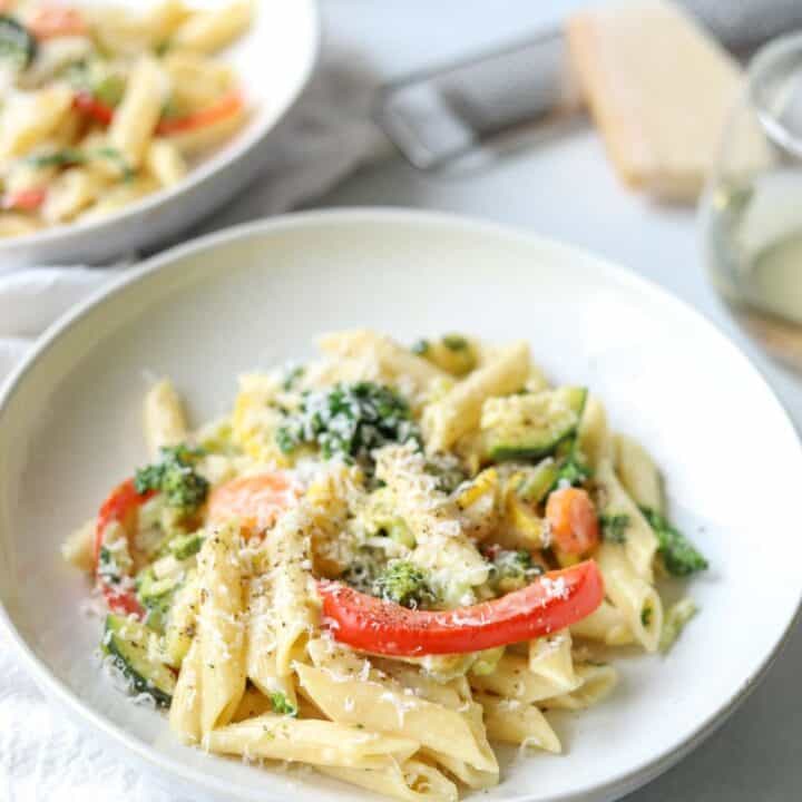 Creamy Penne Pasta Primavera - Simply Made Eats