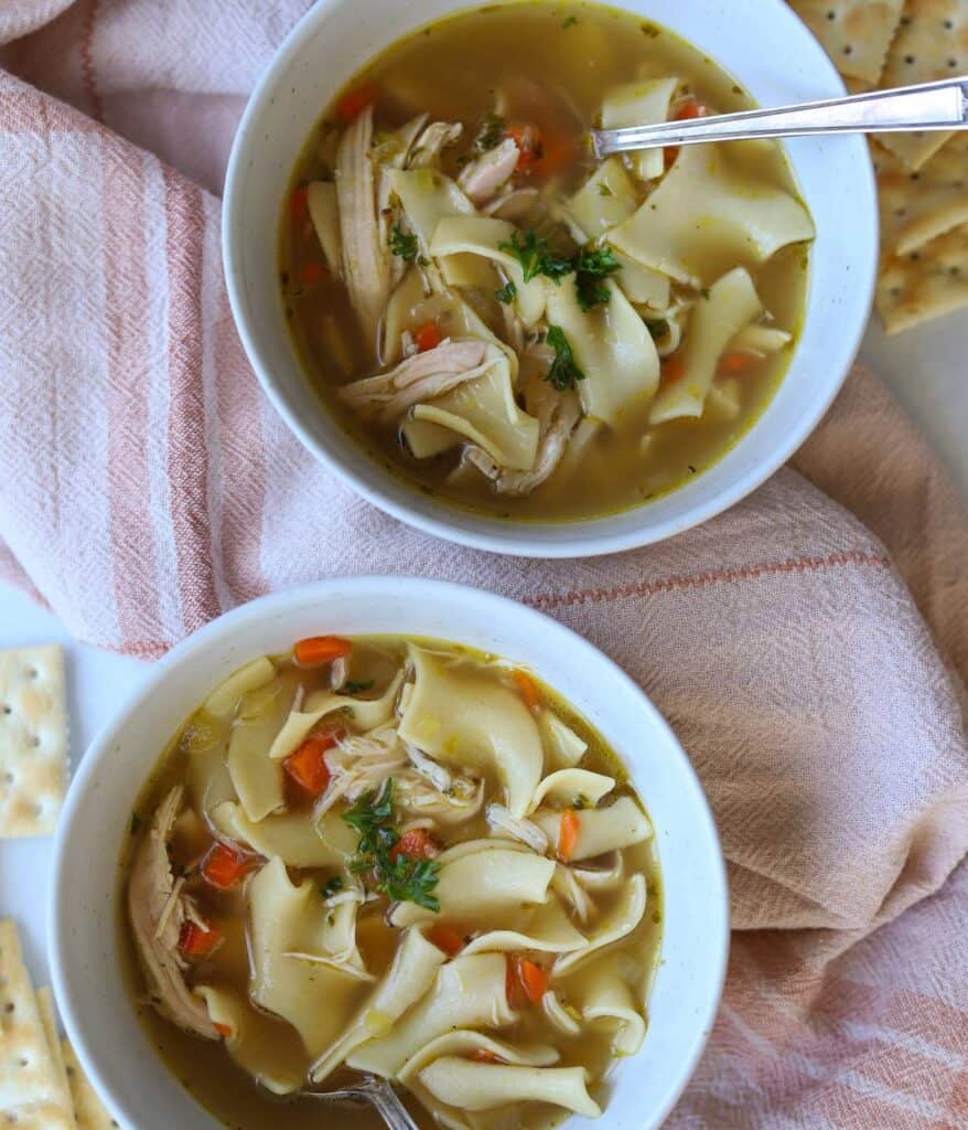 Dutch Oven Chicken Noodle Soup (One Pot Recipe) - Simply Made Eats