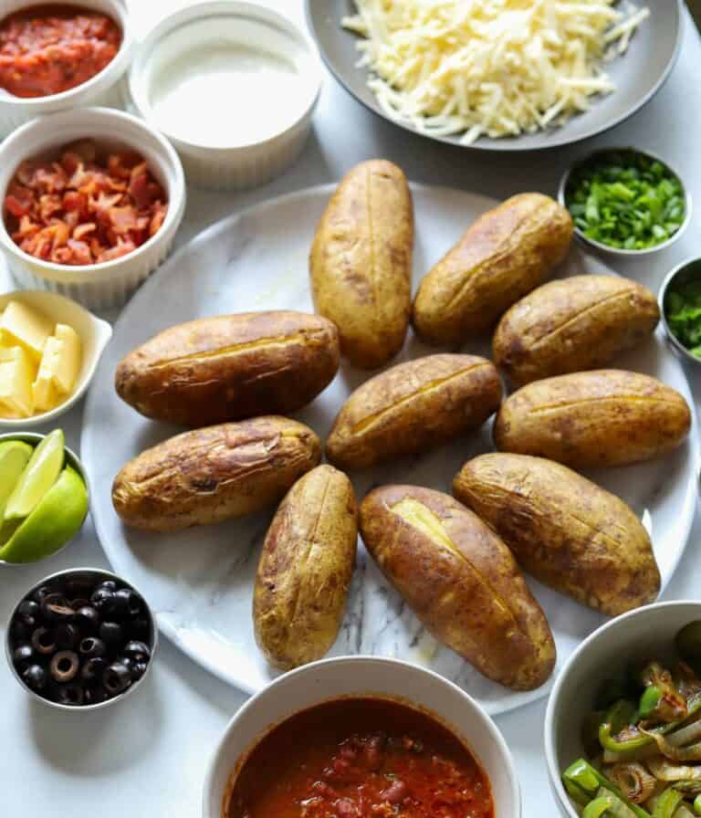 Baked Potato Bar with Topping Ideas - Simply Made Eats