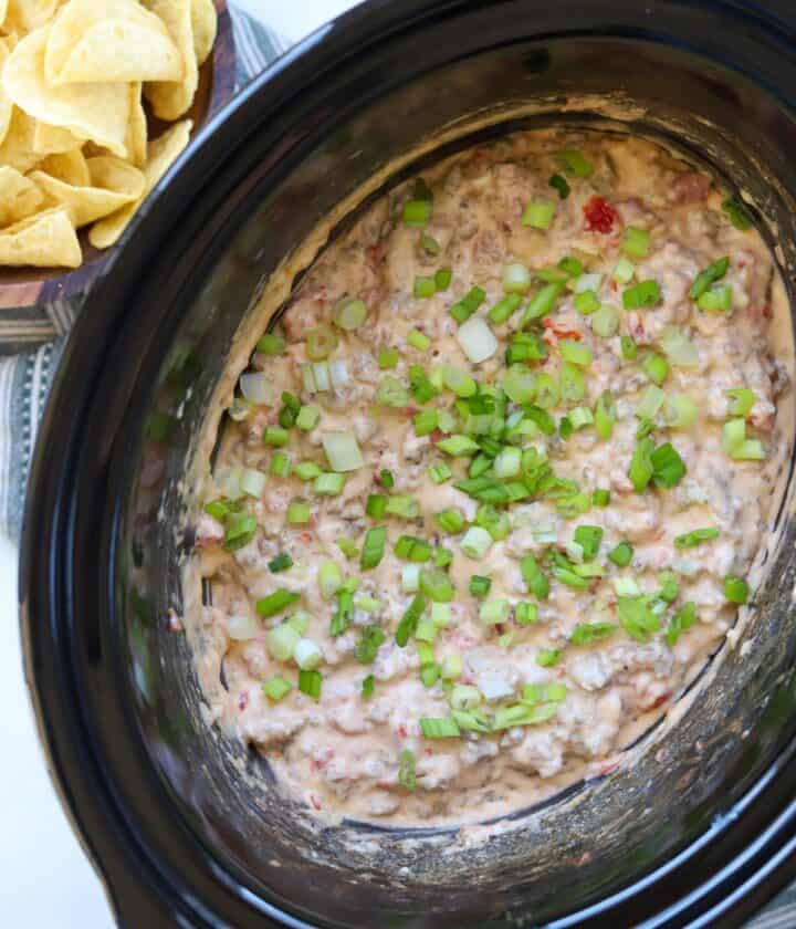 Slow Cooker Rotel Dip with Sausage - Simply Made Eats
